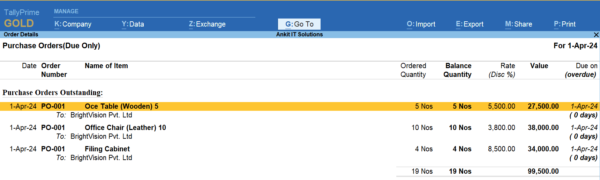 How to Make Purchase Order Entry in TallyPrime: Purchase Cycle ...