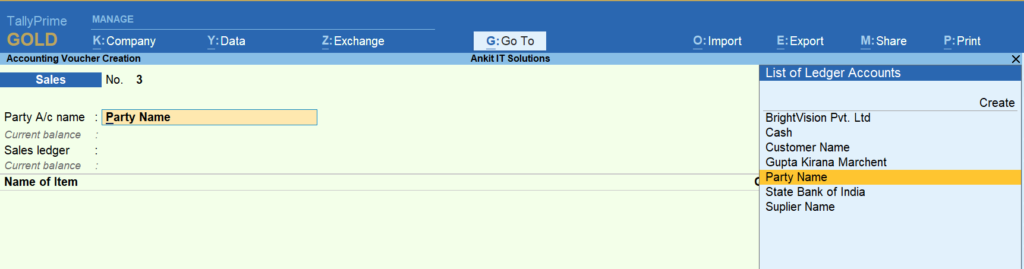 Sales Voucher in Tally - Sales Cycle / Proccess - Ankit IT Solutions ...