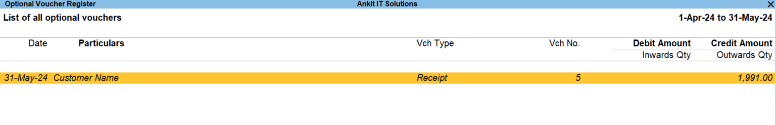 Optional Vouchers in TallyPrime – A Step-by-Step Guide - Ankit IT ...