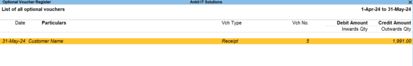 Optional Vouchers in TallyPrime – A Step-by-Step Guide - Ankit IT ...