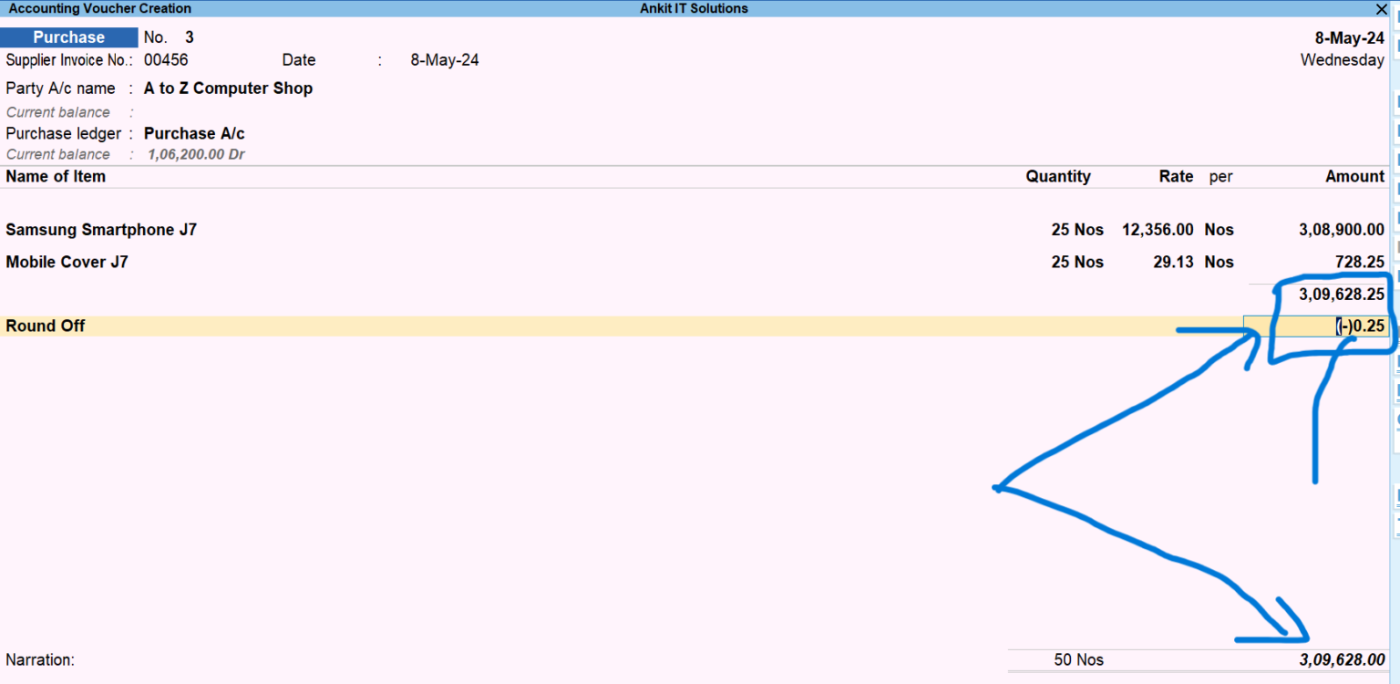 Round Off Invoice Value in TallyPrime - Ankit IT Solutions - Training ...