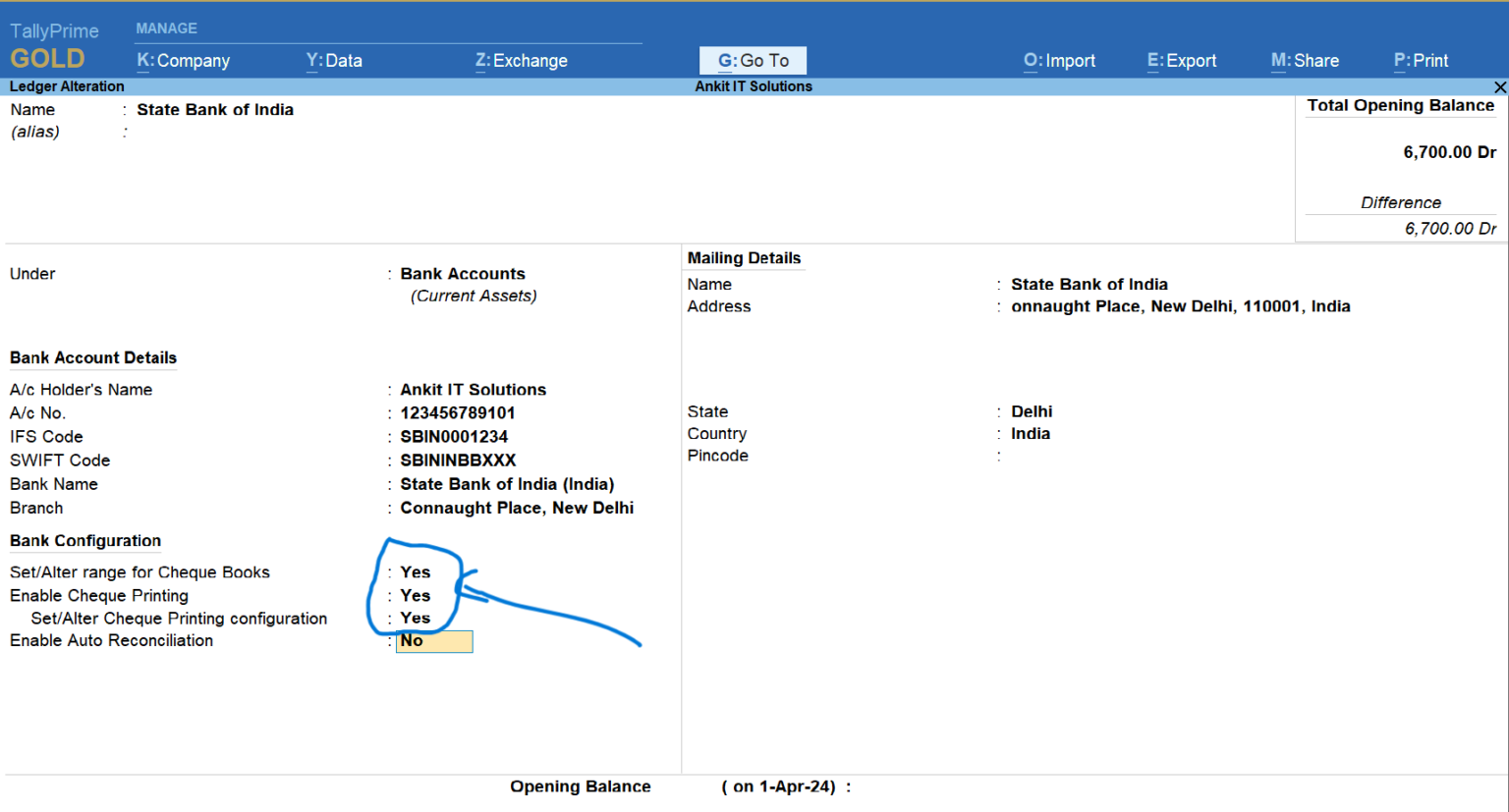 How to Add Cheque Book Details in TallyPrime - Cheque Register - Ankit ...